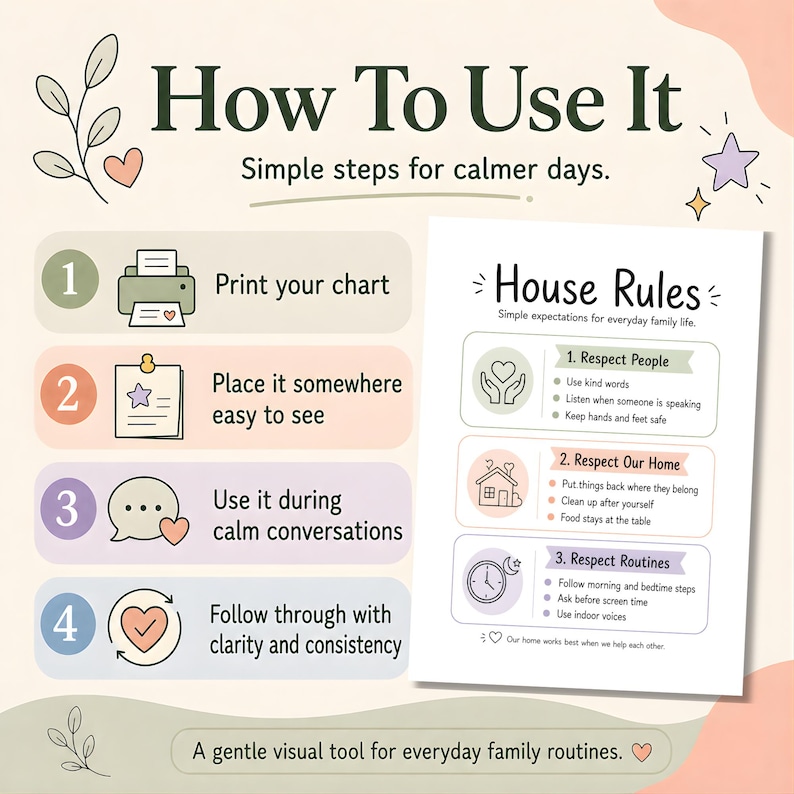 House Rules Chart Printable, House Rules for Kids, Family Expectations ...
