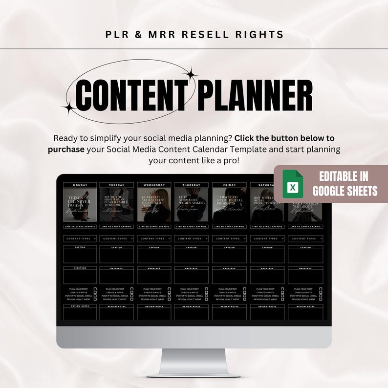 Social Media Content Calendar MRR Google Sheets Template Social Media ...