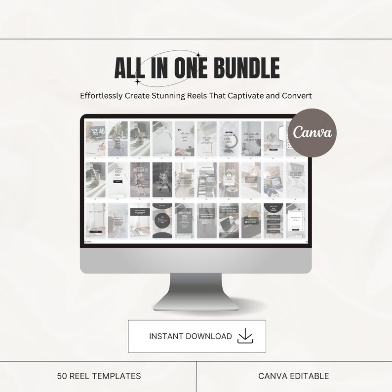 50 Black and White Reel Templates Bundle 50 Designs Included Canva ...