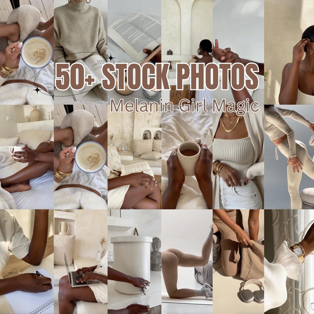 50+ Melanin Girl Magic Stock Photos MRR Brown Aesthetic Wall Collage African American Women Art ...