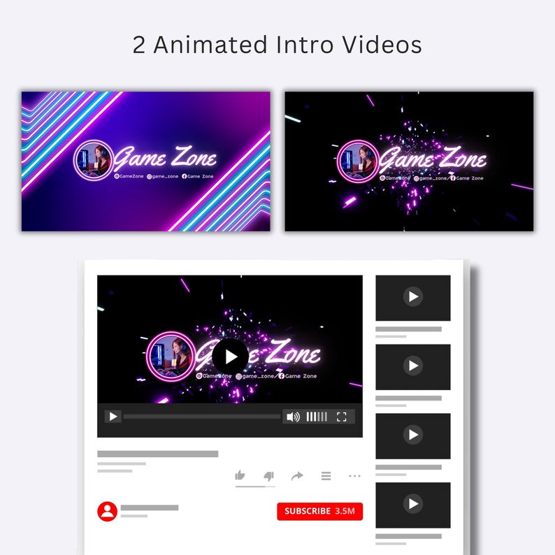 Gaming Youtube Branding Kit - 14 Templates for Girl Gamers - Logo ...