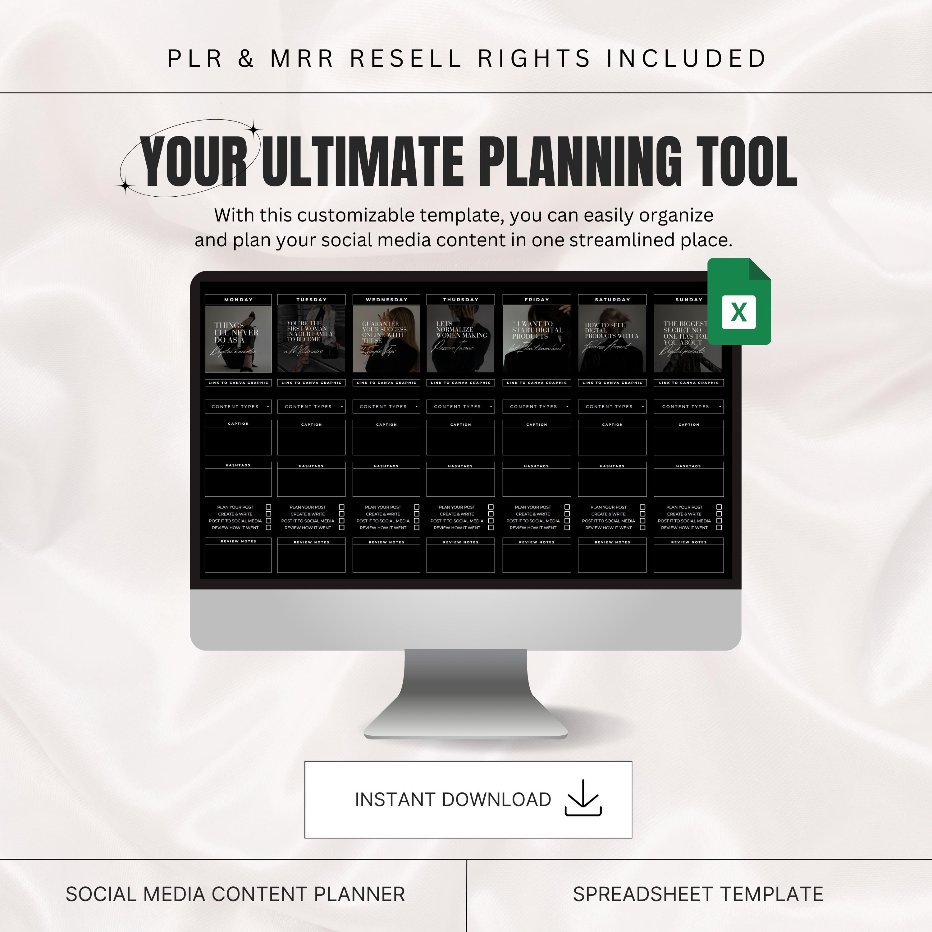 Social Media Content Calendar MRR Google Sheets Template Social Media ...