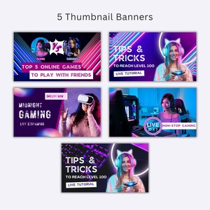 Gaming Youtube Branding Kit - 14 Templates for Girl Gamers - Logo ...
