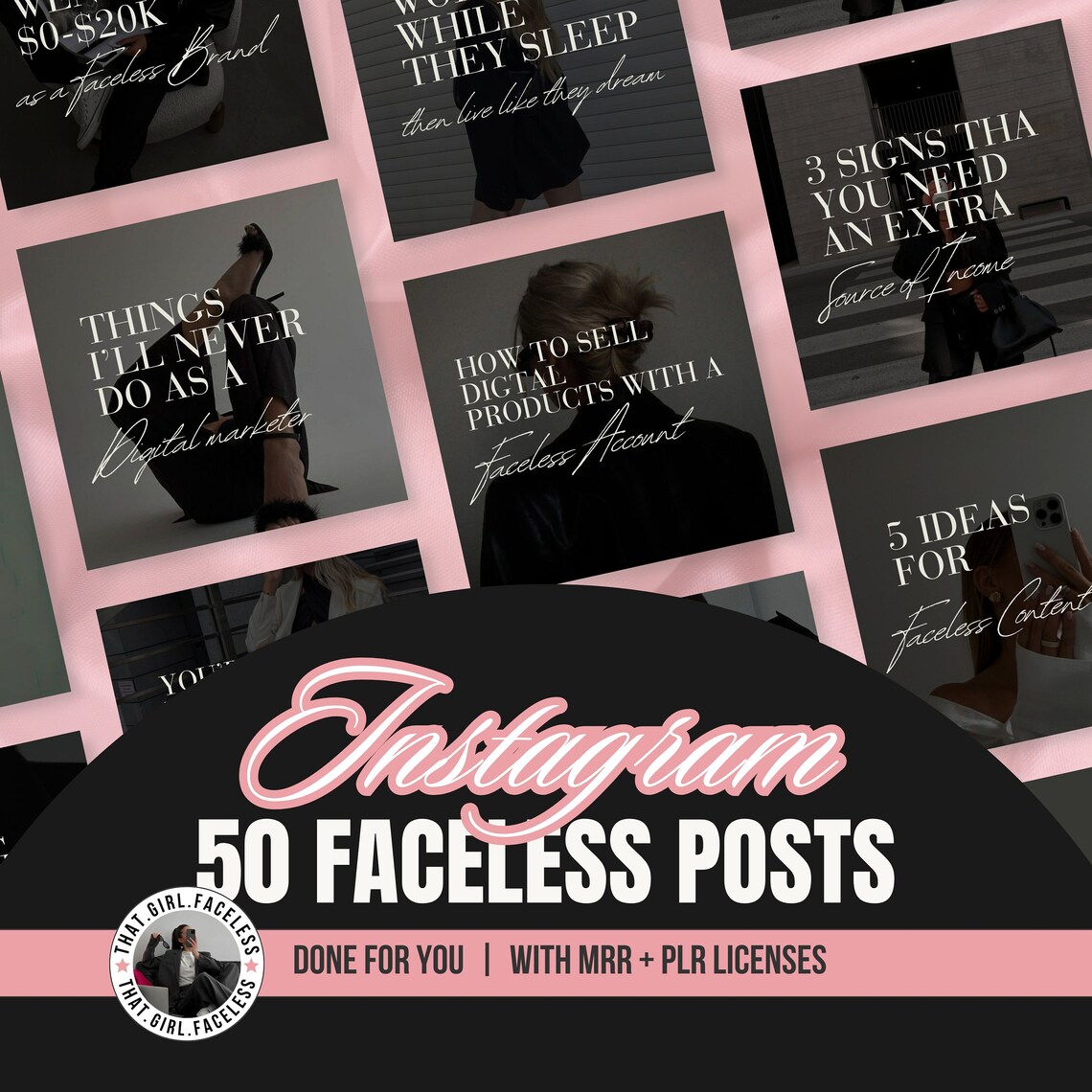 Bundle 50 Faceless Instagram Posts Social Media Marketing Pack ...