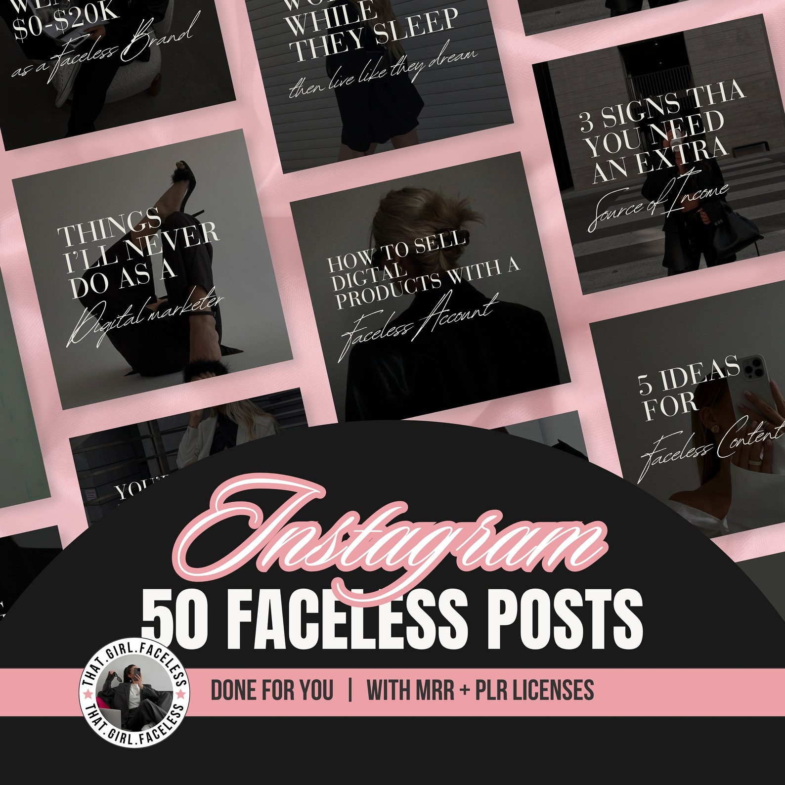 Bundle 50 Faceless Instagram Posts Social Media Marketing Pack ...