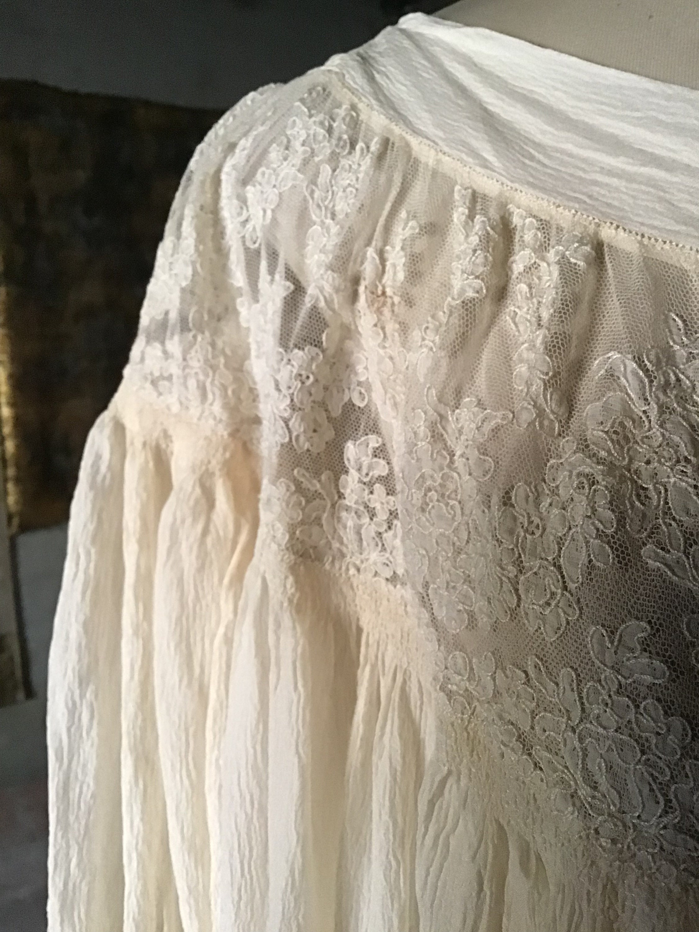 Beautiful Romantic 1940s Silk Chiffon Peignoir Dressing Gown Robe With ...