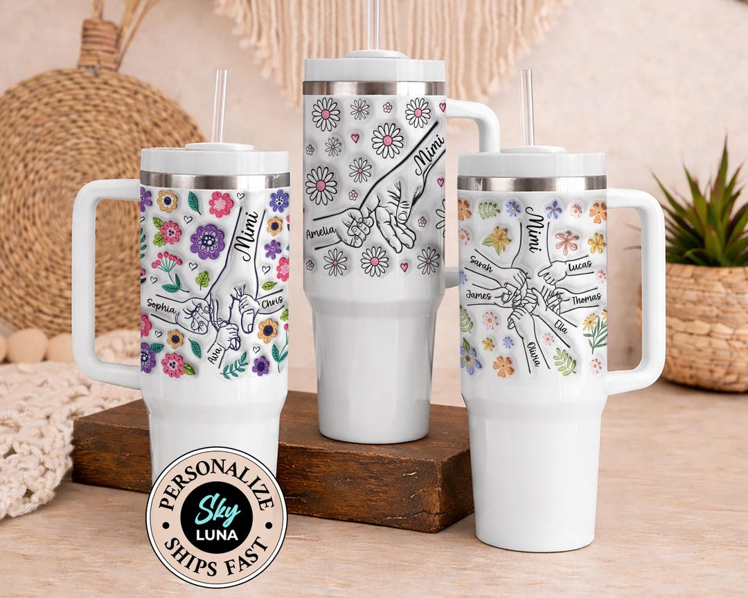 Mimi 40oz Tumbler With Handle, Personalized Mimi Gifts From Grandkids ...