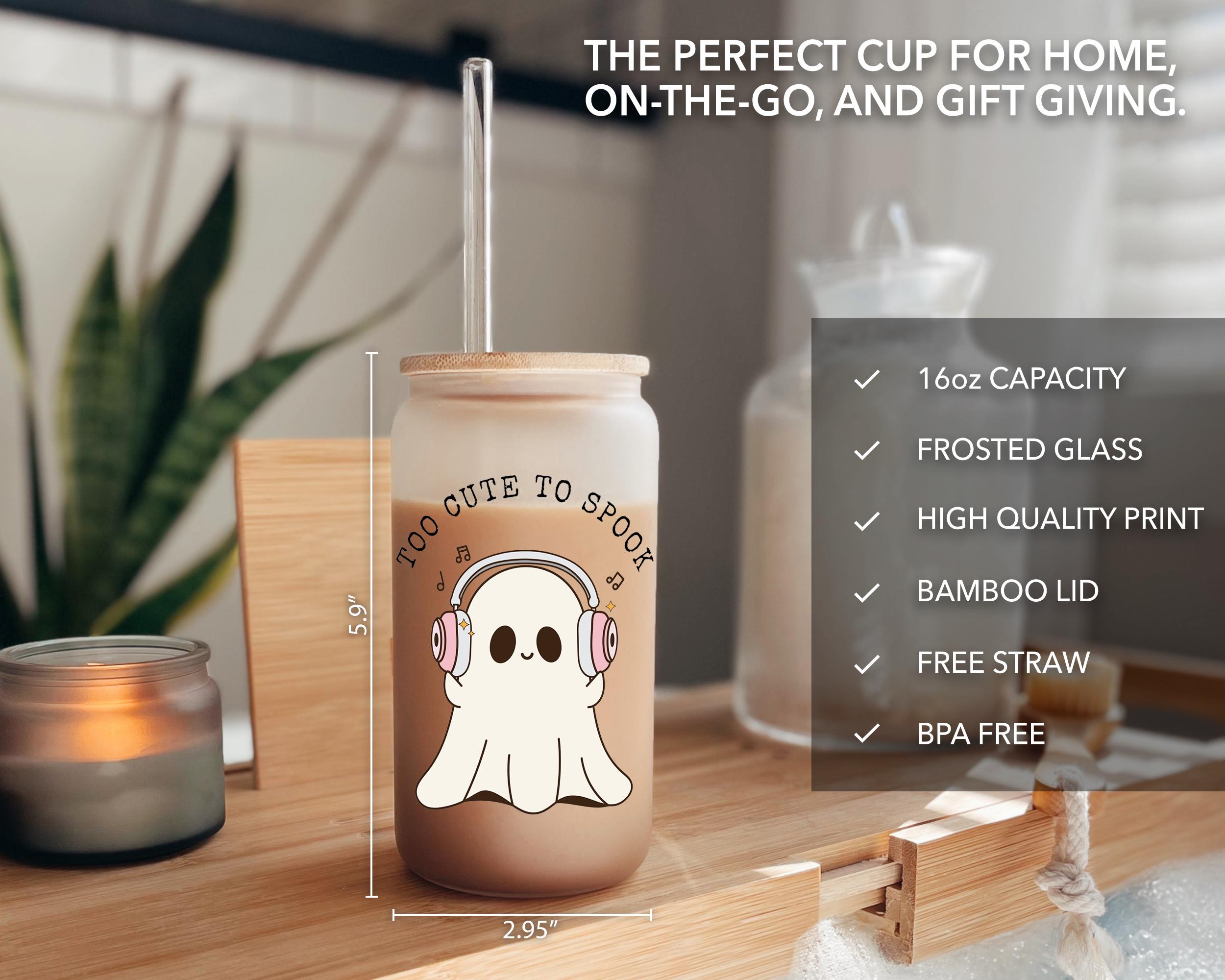 Personalized Ghost Glass Cup, Custom Ghost Glass Tumbler, Cute ...