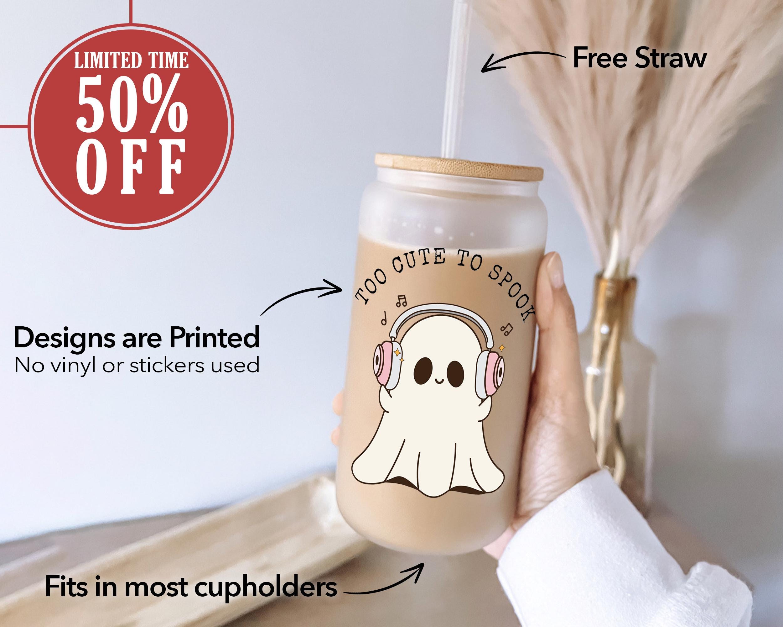 Personalized Ghost Glass Cup, Custom Ghost Glass Tumbler, Cute ...