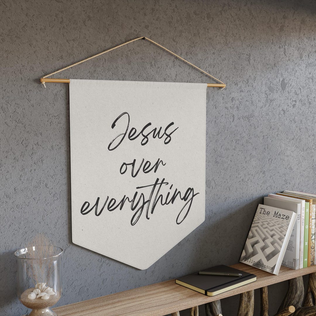 Jesus Over Everything Banner: Minimalist Christian Wall Hanging - Etsy