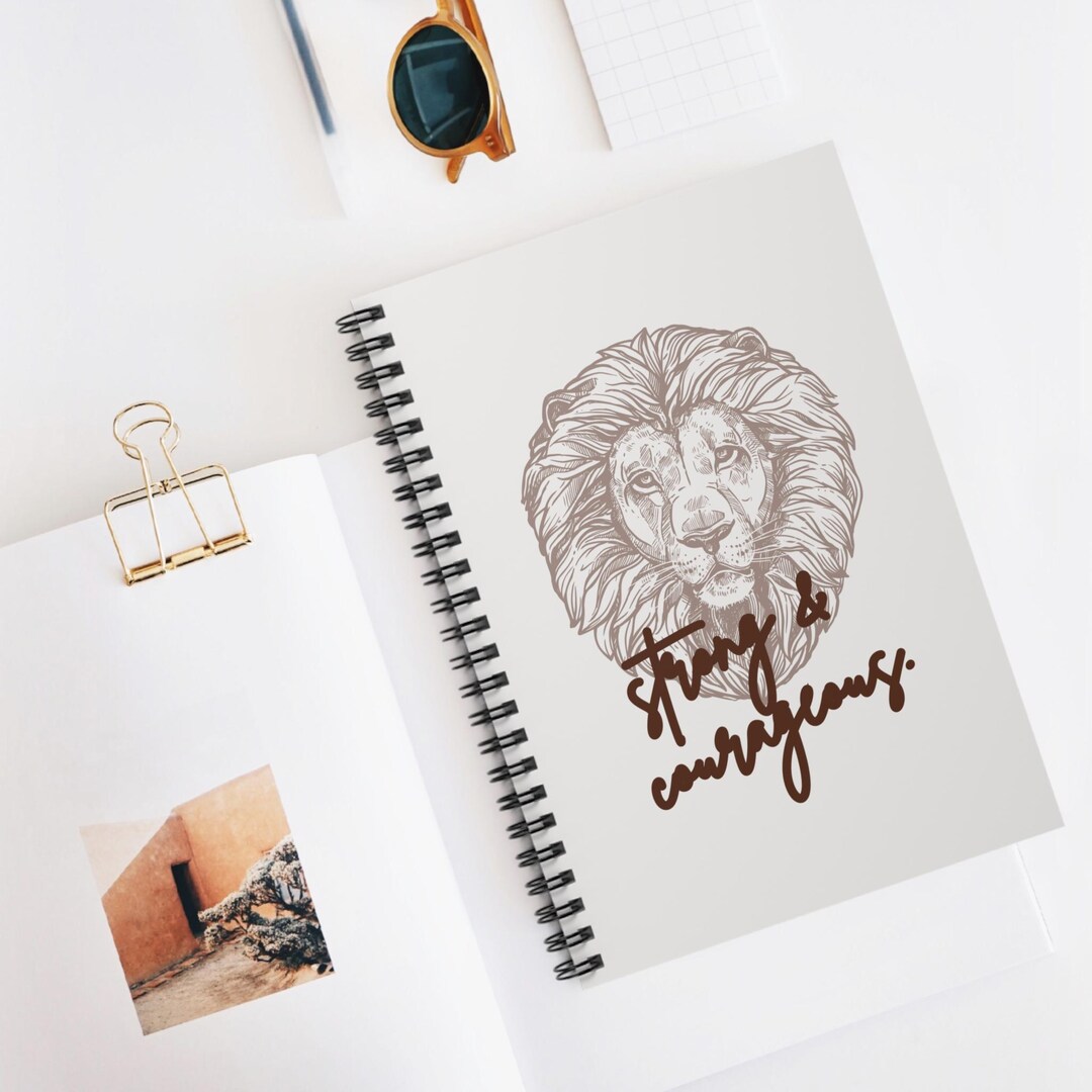 Strong & Courageous Christian Notebook, Faith Based Lion Journal for ...