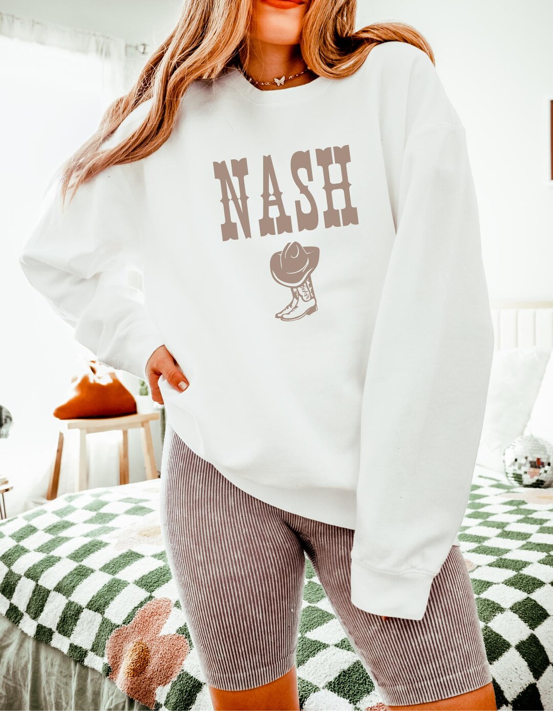 Nash Boots and Hat Graphic Sweatshirt | Western Style Pullover ...