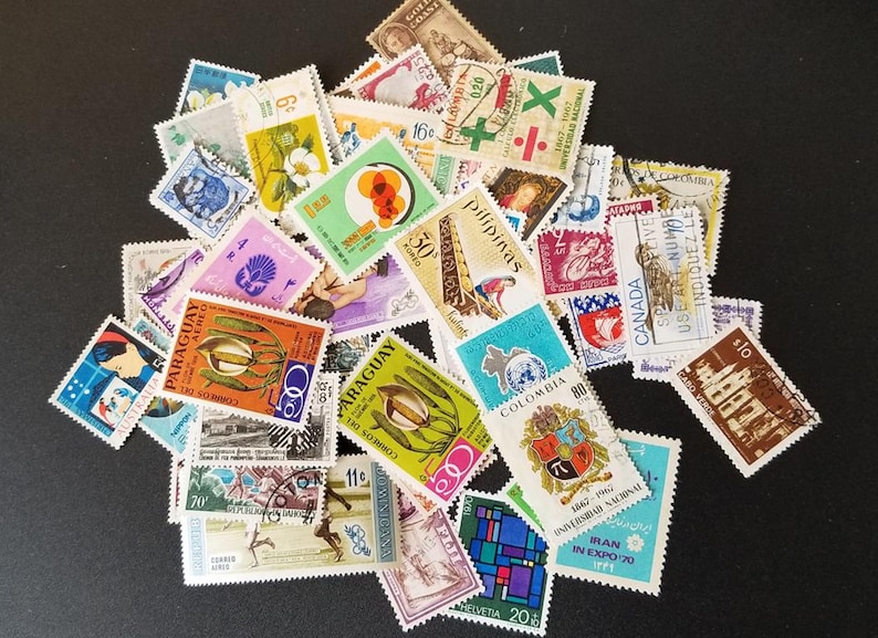 Gift Stamp Collecting Kit With Binder, Tools & 100 Vintage World Stamps ...