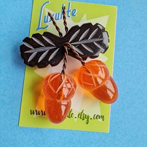 Mini Log Lady Brooch! Acorns 1940s 50s Bakelite Fakelite Style Novelty ...