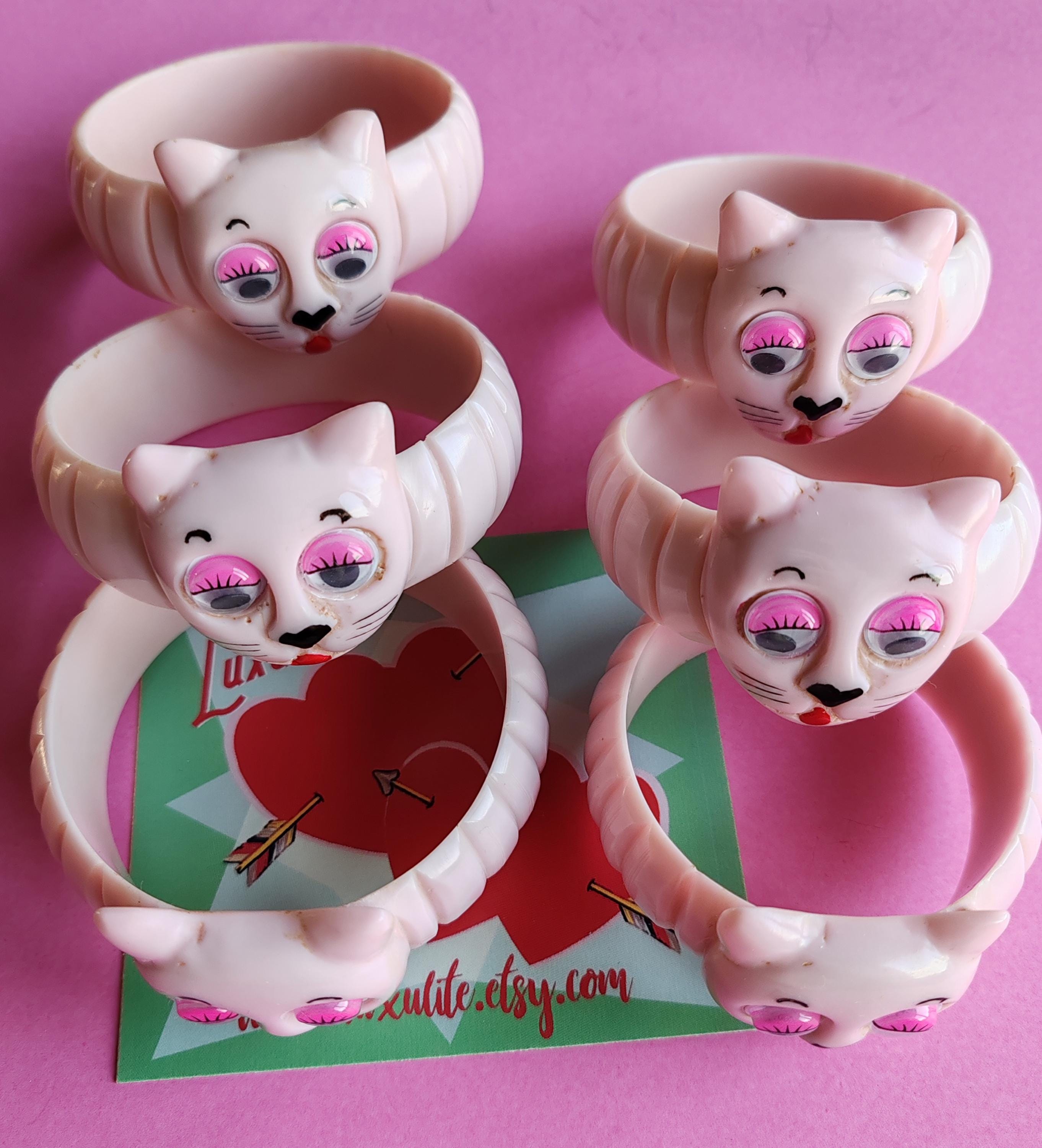Pink Pussycats Bangle! Vintage-inspired Bakelite Fakelite Halloween Cat ...