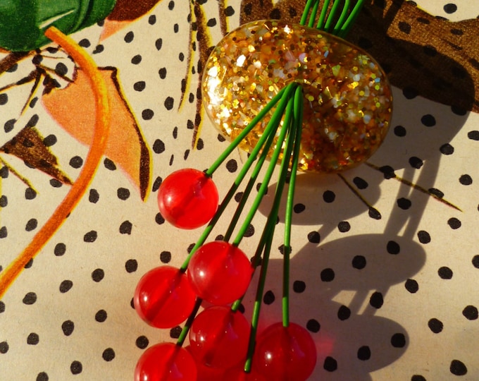 Fabulous Red Cherry and Confetti Lucite 1940's 50s Style - Etsy