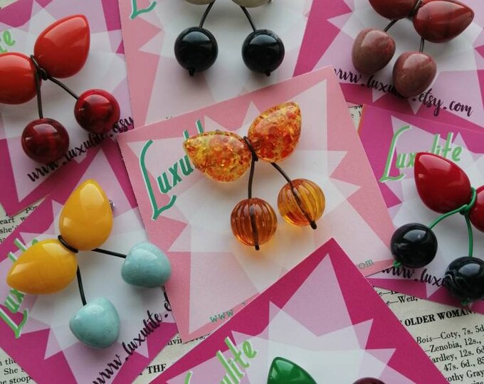 Super Cute Handmade 1940's 50's Style Mini Cherry Brooch in Various ...
