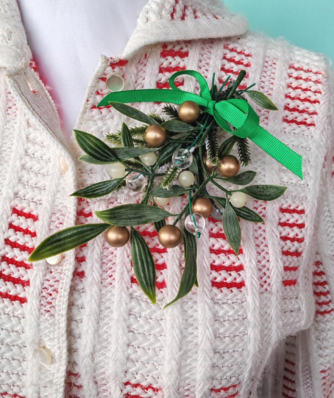 Mistletoe Bow Classic Christmas Corsage Brooch Vintage Style - Etsy