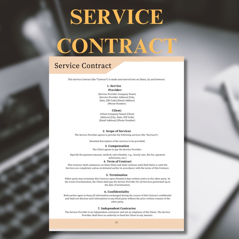 Service Contract PDF File - Etsy