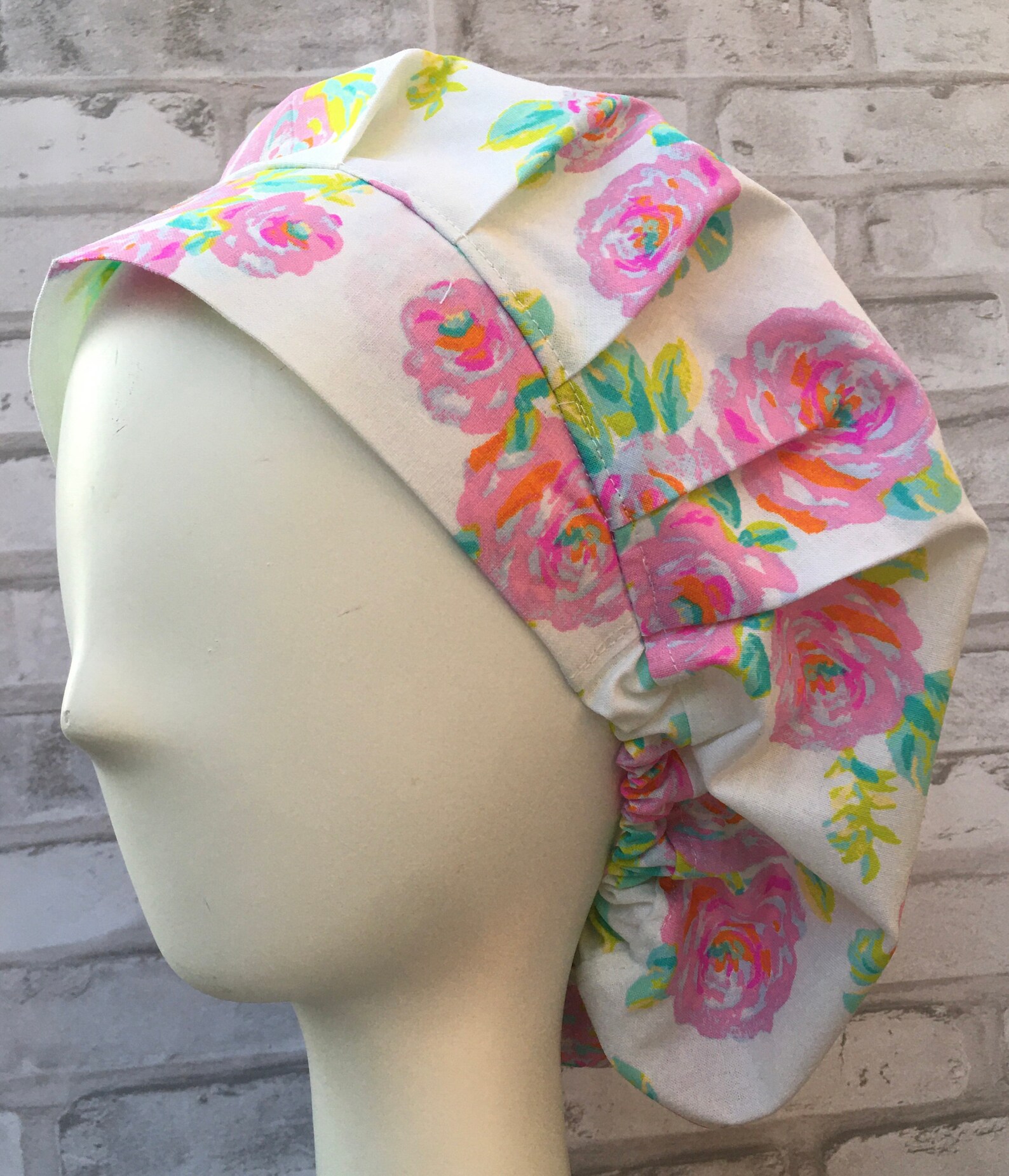 Bouffant Scrub Hat Cap for Women Pink Roses 0062 - Etsy