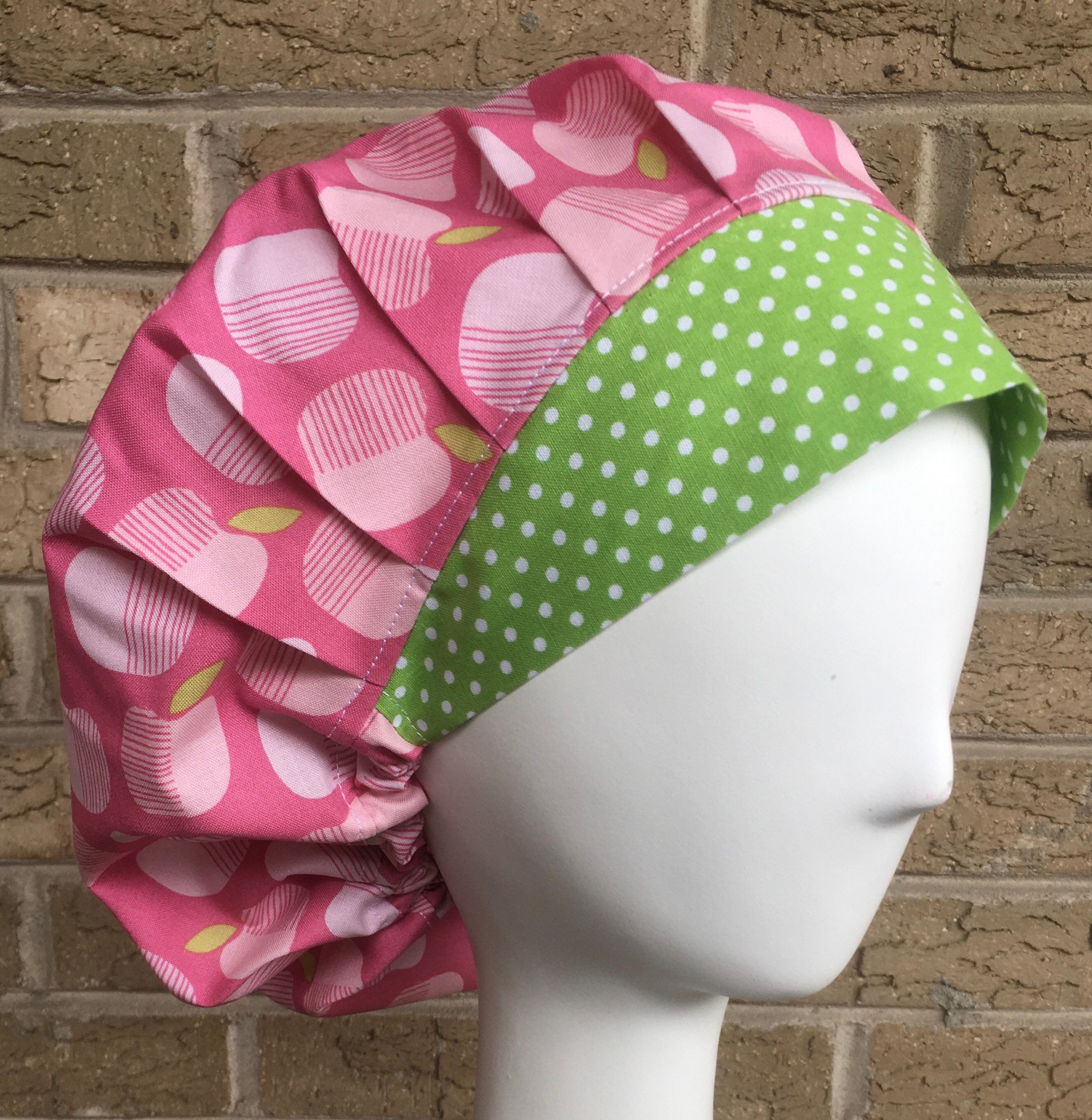Bouffant Scrub Cap Hat for Women Apples on Pink Hat 0001 | Etsy