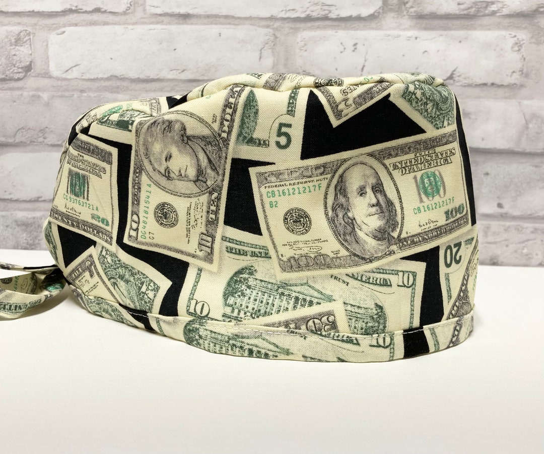 Lined Men's Scrub Hats | Scattered Money Scrub Cap | Men's Scrub Cap ...