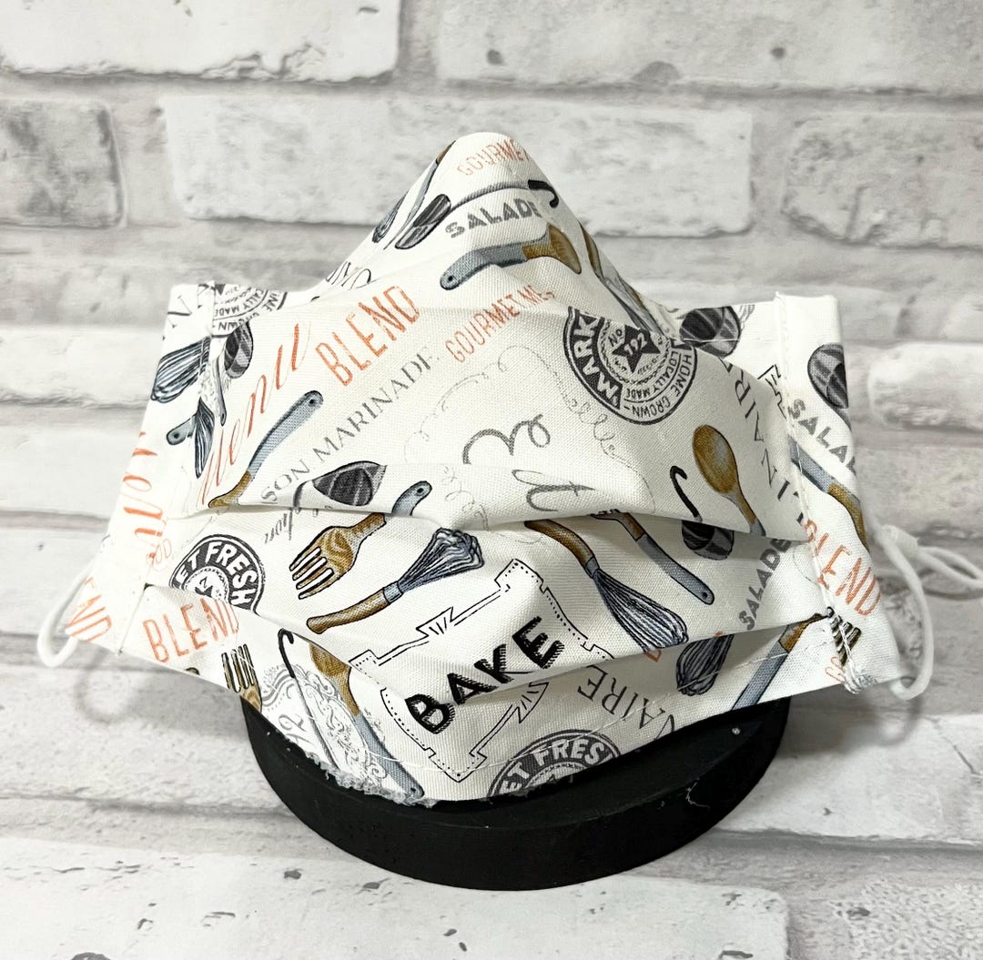 Chef Cooking Face Mask: Adjustable, Pleated Cotton With Nose Wire ...