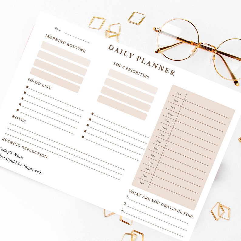 Printable Daily Planner PDF | A4 Landscape Minimalist Planner | To-do ...