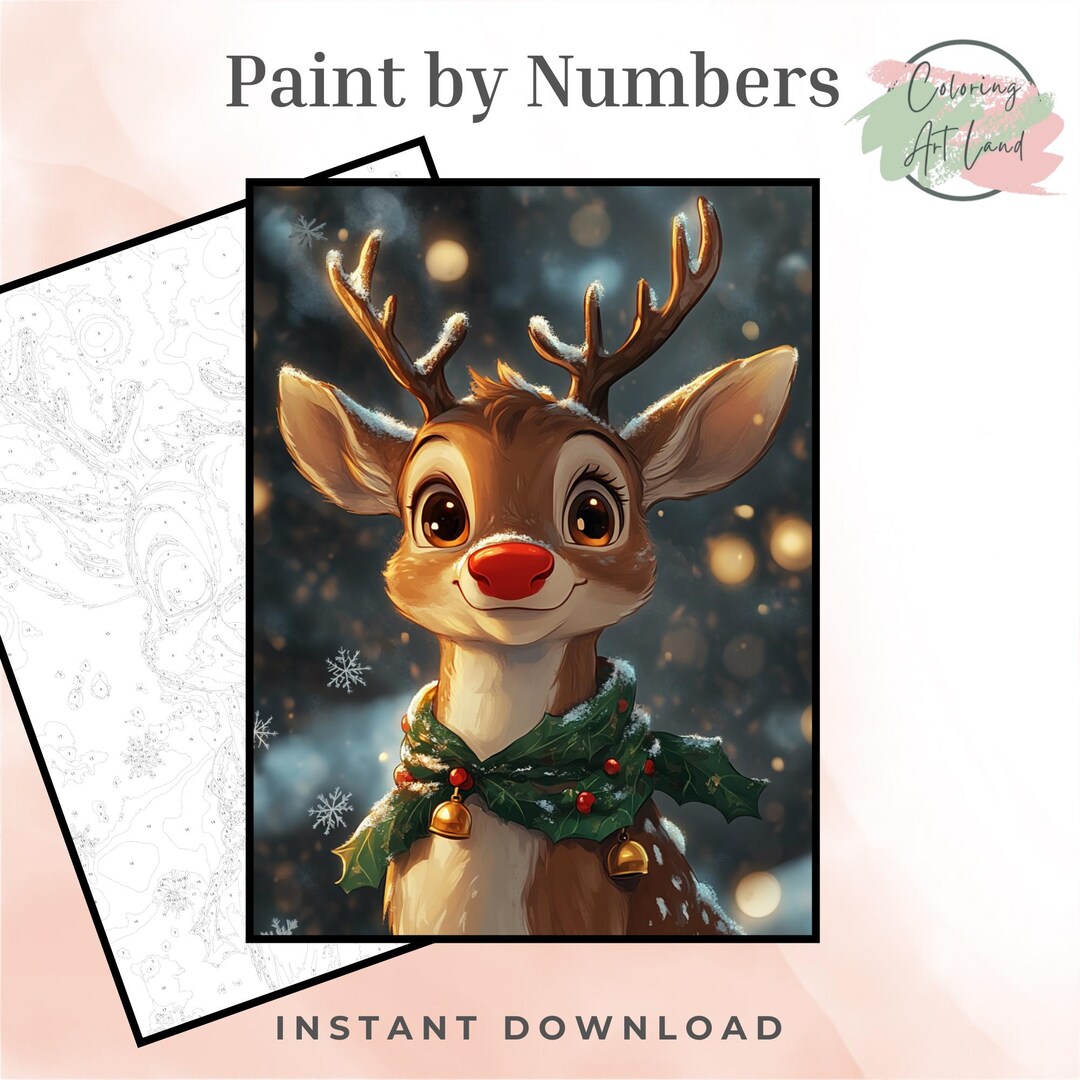 Cute Christmas Reindeer Color by Numbers, Christmas Coloring Activity ...