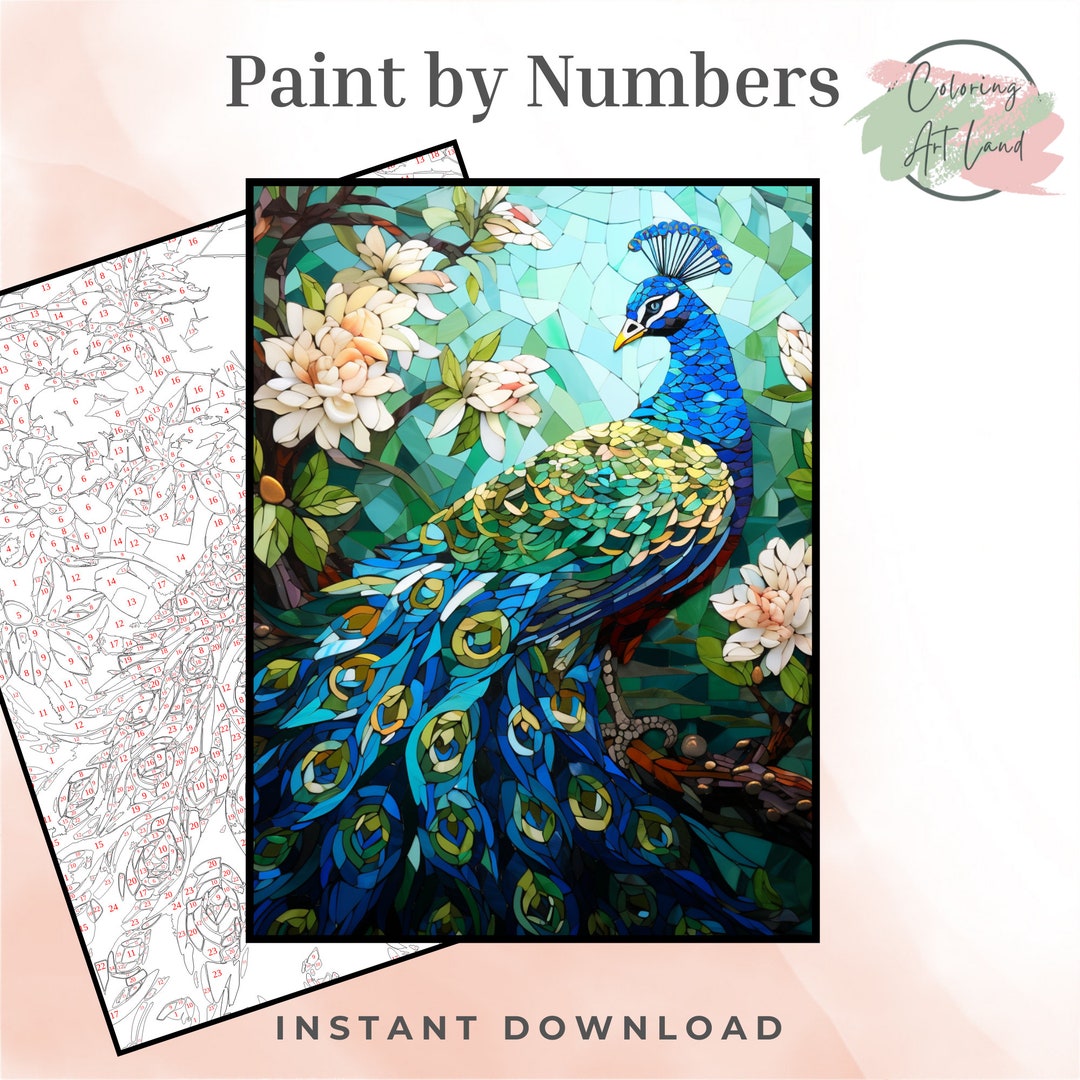 Beautiful Peacock Paint by Numbers, Animal Coloring Pages, Color by ...