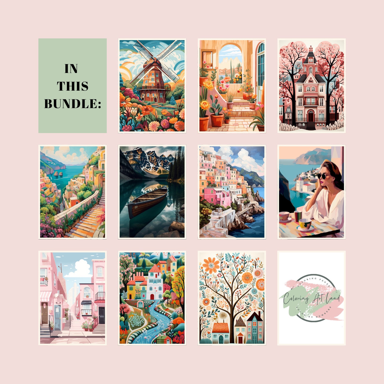 50 Landscape Paint by Numbers, Landscape Coloring Pages, Color by ...