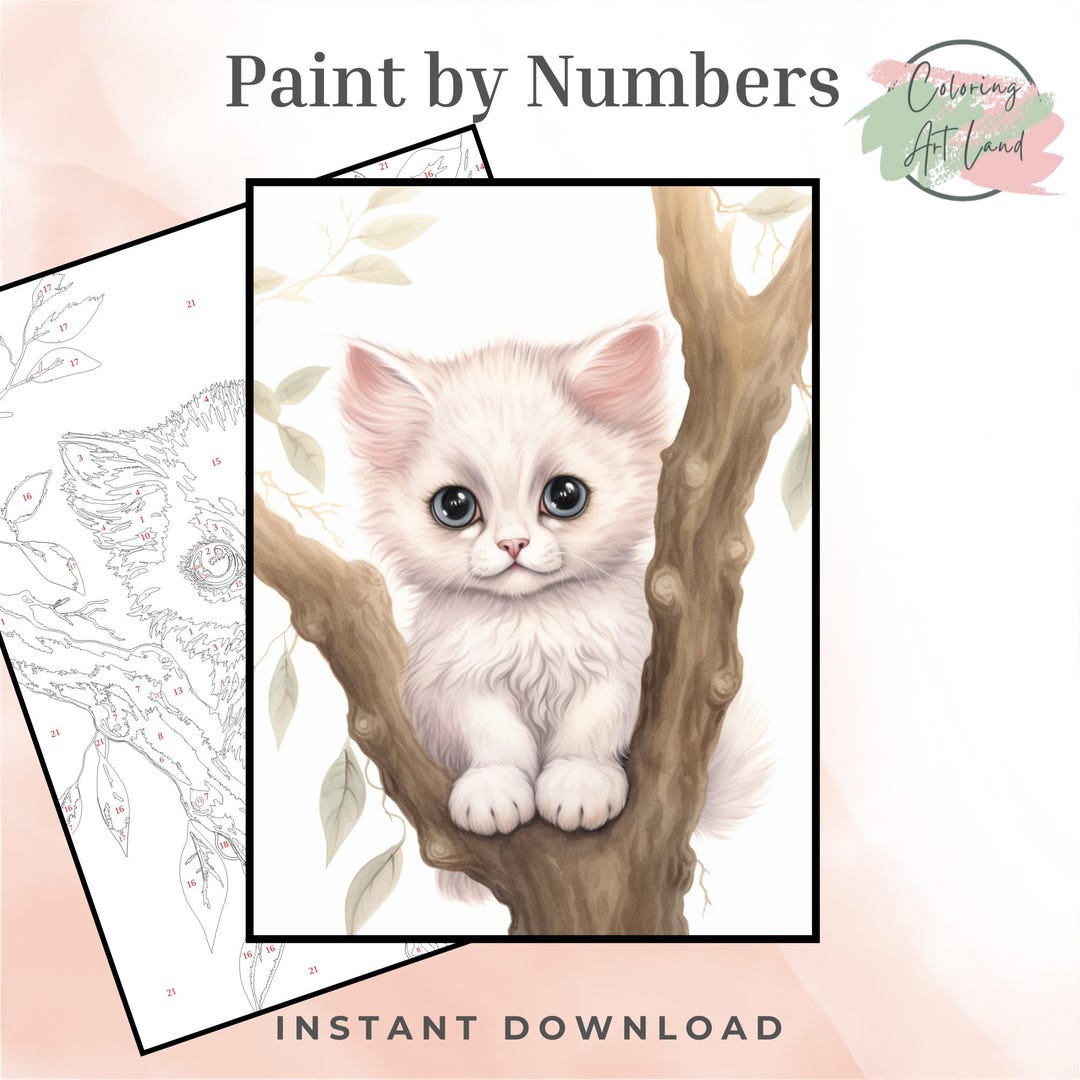 Cute Cat Paint by Numbers, Animal Coloring Pages, Color by Numbers ...