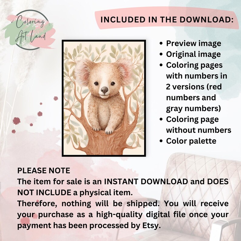 Cute Koala Paint by Numbers, Animal Coloring Pages, Color by Numbers ...