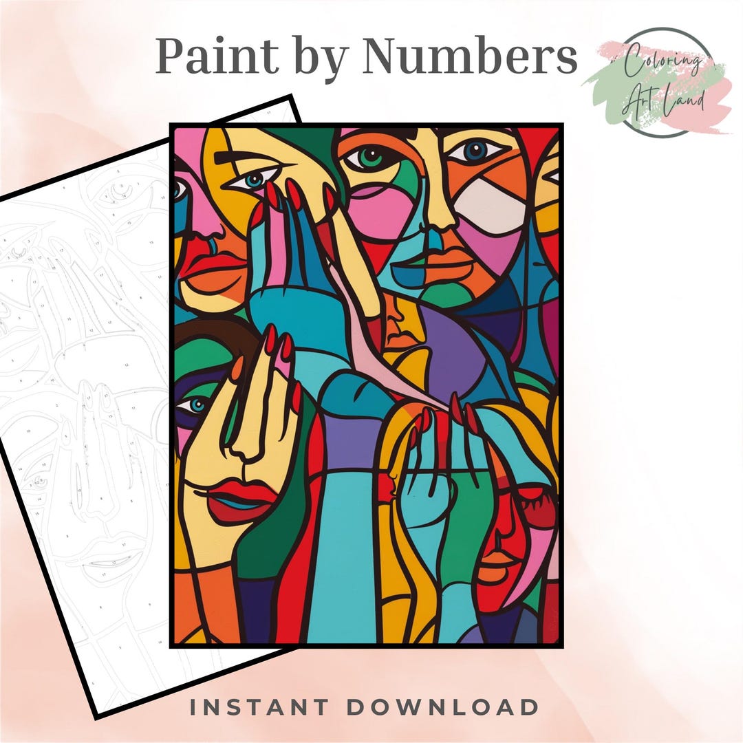 Woman Abstract Coloring, Paint by Numbers, Coloring Pages, Color by ...