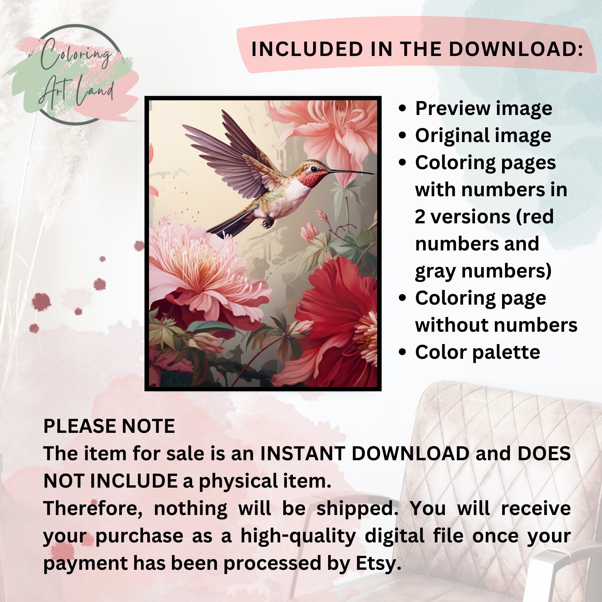 Beautiful Hummingbird Paint by Numbers, Animal Coloring Pages, Color by ...