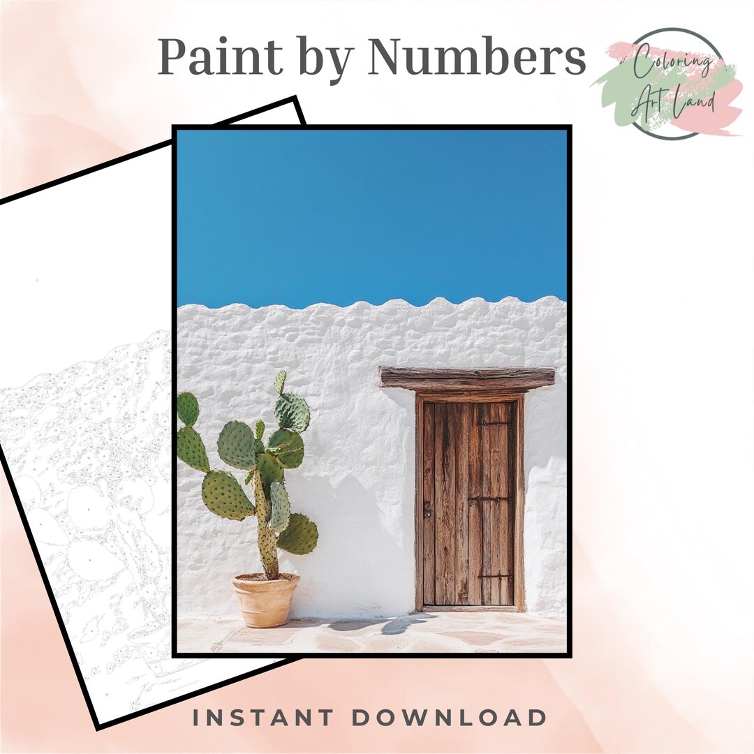 Cactus Coloring Pages, Succulent Plants Decor Paint by Numbers, Adults ...