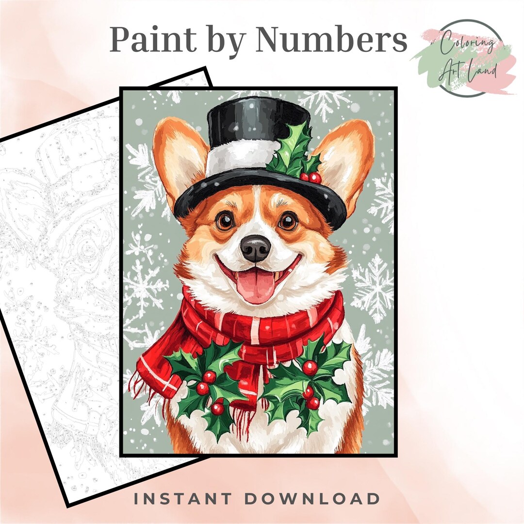 Color by Numbers Christmas, Christmas Corgi, Christmas Coloring ...