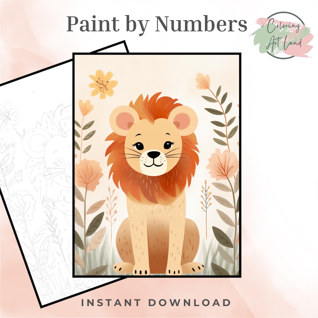 Cute Lion Paint by Numbers, Animal Coloring Pages, Color by Numbers ...