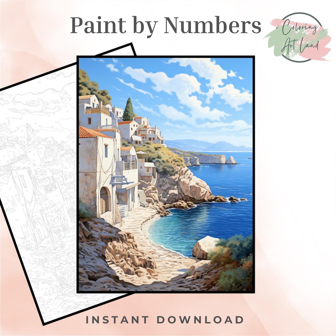 Sea View Paint by Numbers, Landscape Coloring Pages, Color by Numbers ...
