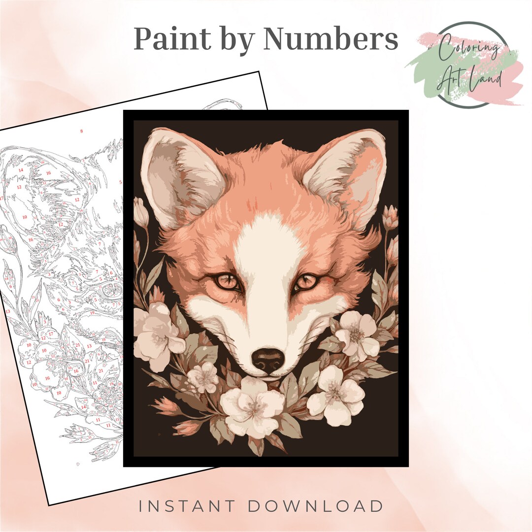 Beautiful Fox Paint by Numbers, Animal Coloring Pages, Color by Numbers ...