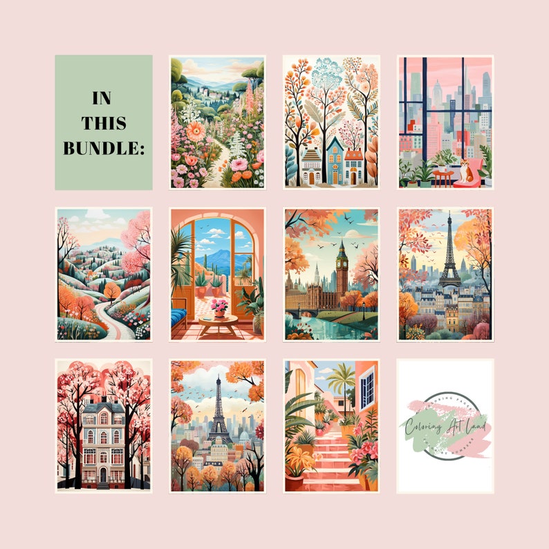 50 Landscape Paint by Numbers, Landscape Coloring Pages, Color by ...