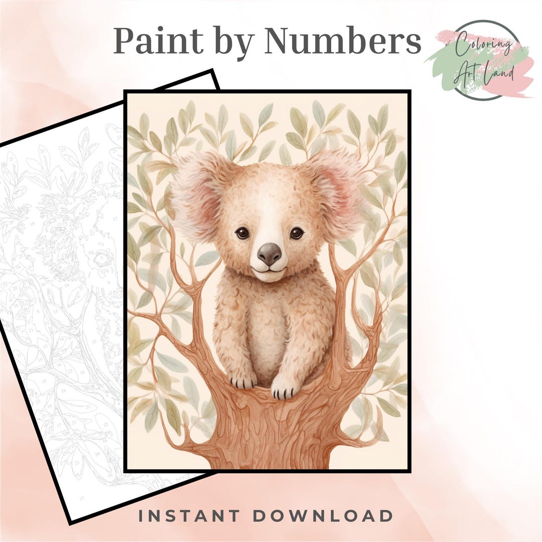 Cute Koala Paint by Numbers, Animal Coloring Pages, Color by Numbers ...
