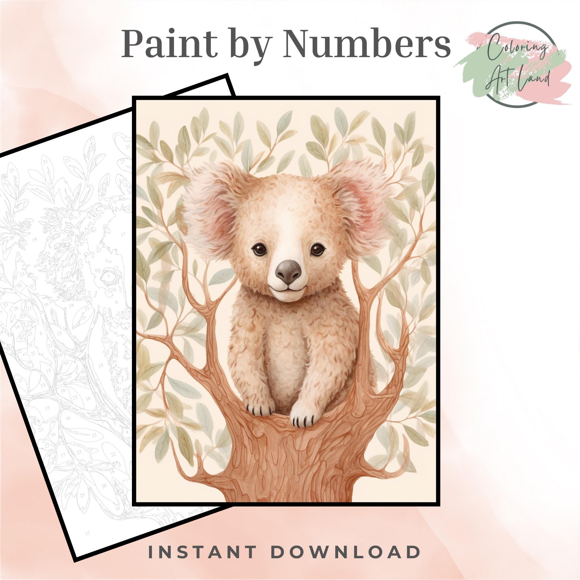 Cute Koala Paint by Numbers, Animal Coloring Pages, Color by Numbers ...