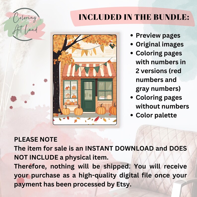 20 Autumn Houses Paint by Numbers Coloring Pages, Coloring Numbered ...