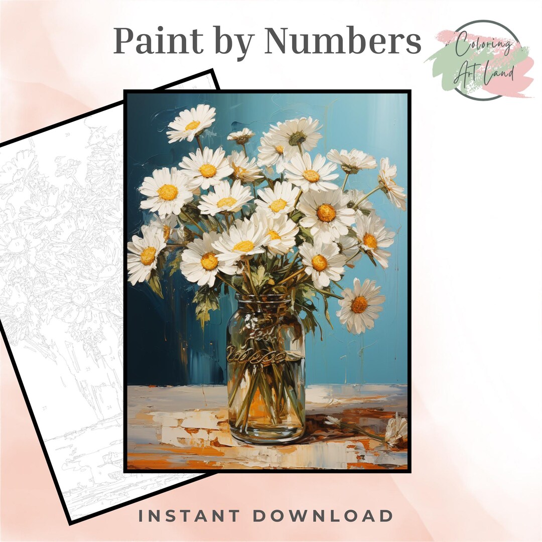 Daisy Bouquet Painting, Paint by Numbers, Flowers Coloring Pages, Color ...