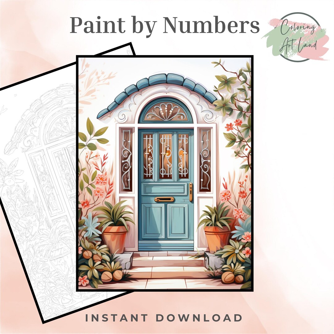 Door Paint by Numbers, House Coloring Pages, Coloring Sheet, Adults ...