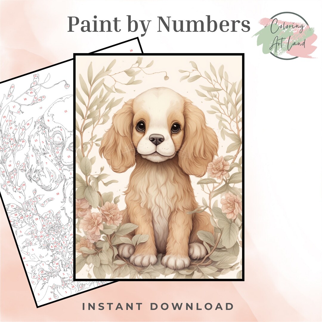 Cute Dog Paint by Numbers, Animal Coloring Pages, Color by Numbers ...