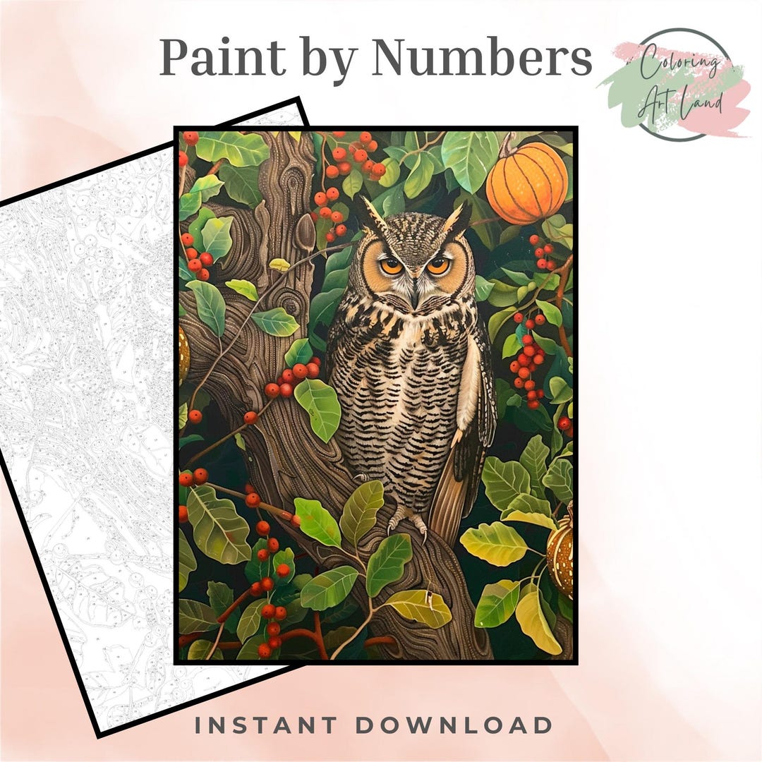 Owl Paint by Numbers, Animal Coloring Pages, Color by Numbers, Adults ...
