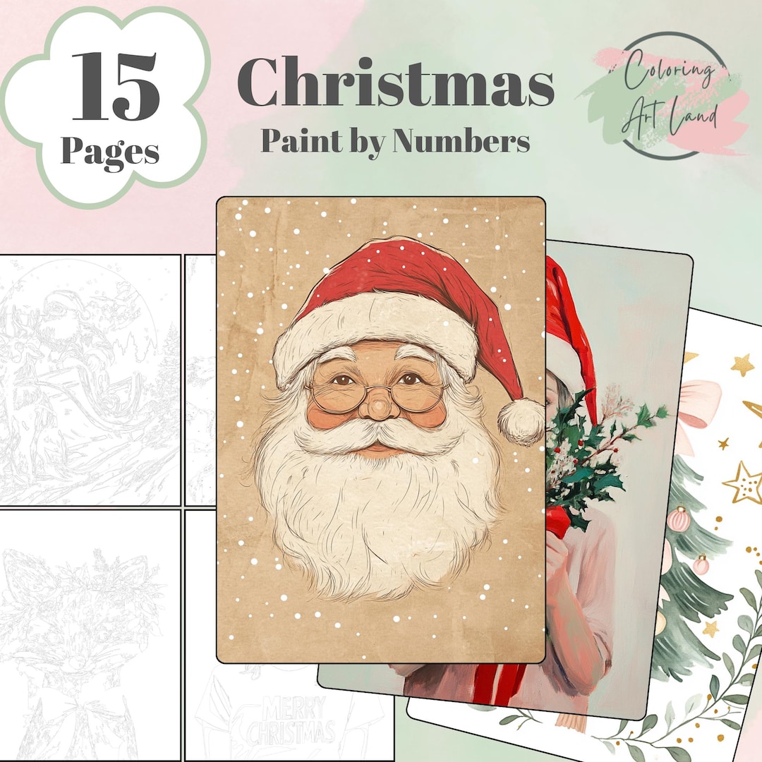 15 Christmas Bundle Color by Numbers, Christmas Coloring Activity ...