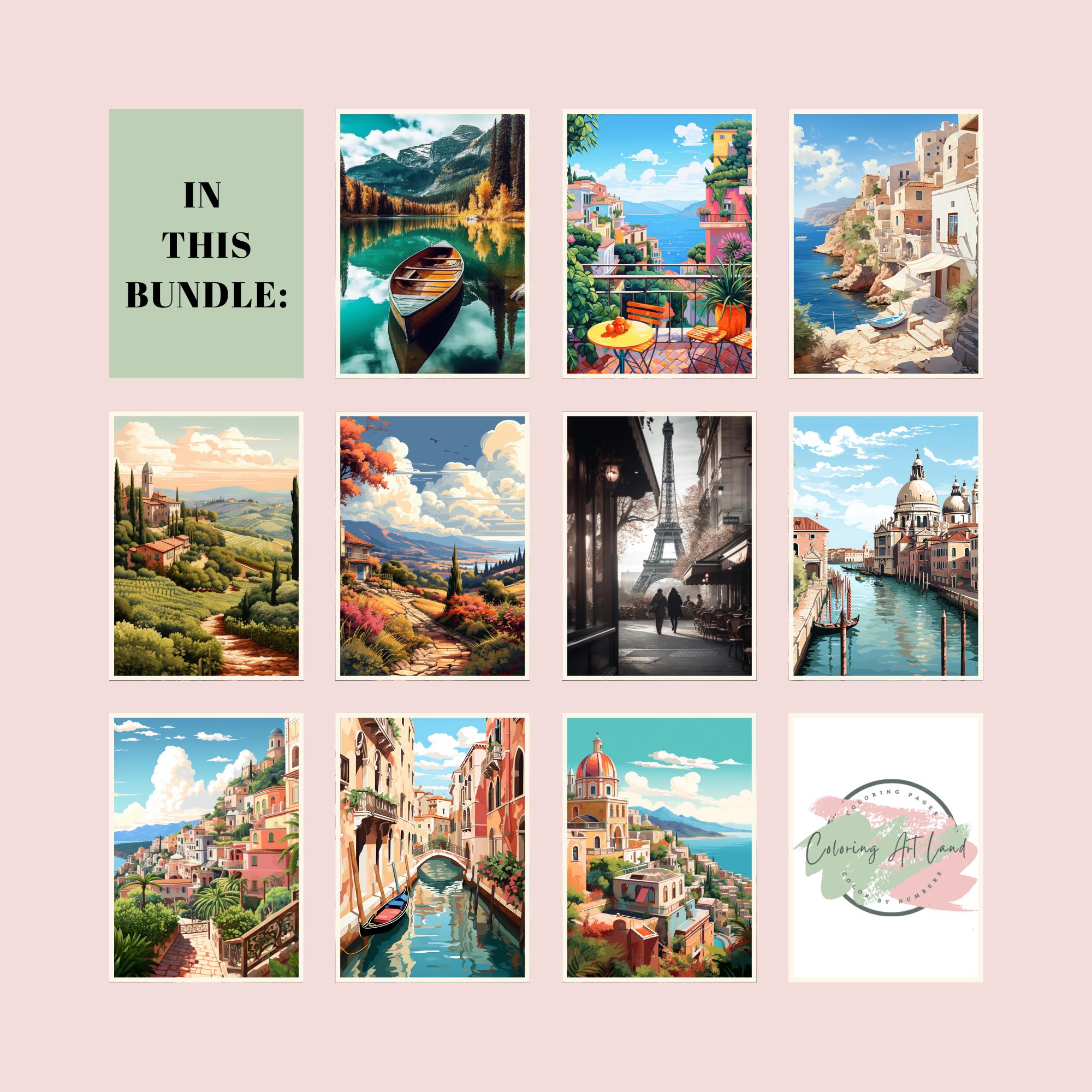 25 Landscape Paint by Numbers, Landscape Coloring Pages, Color by ...